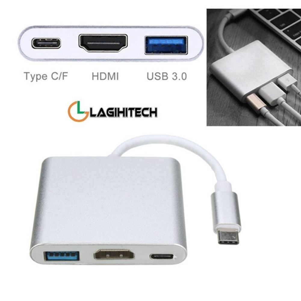 Cáp Chuyển Đổi USB Type C 3 in 1 To HDMI, USB 3.0, USB Type C | Lagihitech
